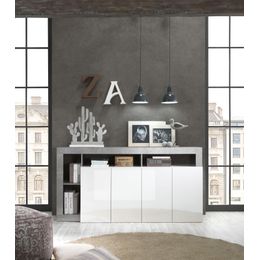 Sideboard Home Affaire "Hamburg", grau (wei&szlig;, betonoptik), B:184cm H:93cm T:42cm, Sideboards, Sideboard, Breite 184 cm