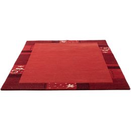 Wollteppich Theko "Royal Ganges", rot, B:60cm H:13mm L:90cm, Viskose, Wolle, Teppiche, 95% Wolle, mit Bord&uuml;re, ideal im Wohnzimmer & Schlafzimmer