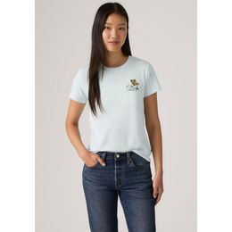 Levi's T-Shirt LEVI'S "THE PERFECT TEE", Damen, Gr. M (38), butterfly on daisy country air, Single Jersey, Obermaterial: 100% Baumwolle, normal, Rundhals, abgesteppt, Shirts T-Shirt, mit Batwing-Logoprint