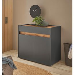 Kommode Home Affaire "GiRON/CiTY, Schrank in vier Farben, modernes Sideboard, Kommode", grau (anthrazit, wotan eiche), B:80cm H:70cm T:40cm, FSC-zertifizierter Holzwerkstoff, Sideboards, Kommode, in zwei Farben erh&auml;ltlich, 2 T&uuml;ren, 1 Schubkasten, 80 cm breit