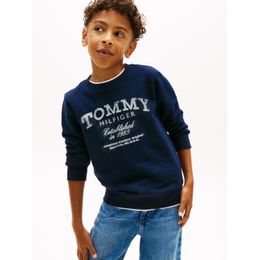 Sweatshirt Tommy Hilfiger, Jungen, Gr. 7 (122), schwarz night navy, Sweatware, Obermaterial: 68% Baumwolle, 32% Polyester, unifarben, regular fit normal, Rundhals, eingesetzt B&uuml;ndchen, Sweatshirts Sweatshirt, Regular fit, f&uuml;r Kinder bis 16 Jahre
