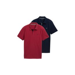 Poloshirt Tom Tailor, Herren, Gr. S, rot (deep rot), Jersey, Obermaterial: 100% Baumwolle, regular fit taillenbedeckt, ohne Ausschnitt, Shirts Poloshirt, im Doppelpack, Topseller