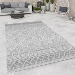 Teppich Paco Home "Vermont 184", grau, B:160cm H:4mm L:220cm, Polypropylen, Teppiche, Teppich, Flachgewebe, modernes Design mit Rauten, gesteift, Outdoor geeignet