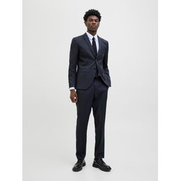 Jack & Jones Anzug JACK & JONES "JPRCOSTA SUIT", Herren, Gr. 46, N-Gr, blau (schwarz navy), Web, Obermaterial: 100% Polyester, unifarben, sehr schmal, Anz&uuml;ge Anzug, Polyester, slim fit