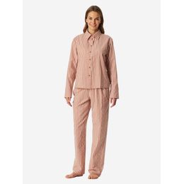 Schiesser Pyjama 'Selected Premium' Damen Gr&ouml;&szlig;e XL rot / wei&szlig; Winterkleid