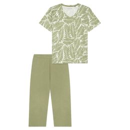 Schiesser Pajama 'Comfort Essentials' female Green, White size 3XL
