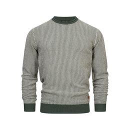INDICODE JEANS Pullover 'League' Herren Gr&ouml;&szlig;e S dunkelgr&uuml;n / wei&szlig;