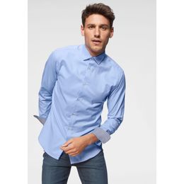 Langarmhemd Selected "SLHSLIMNEW-MARK SHIRT LS NOOS", Herren, Gr. XS, N-Gr, blau (light blau), Web, Obermaterial: 100% Baumwolle, unifarben, 1-Knopf-Manschette, Hemden Langarmhemd