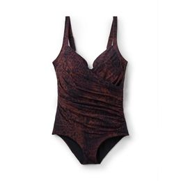 CALZEDONIA Shapingbadeanzug 'Dark Animalier' Damen Gr&ouml;&szlig;e XL braun / schwarz