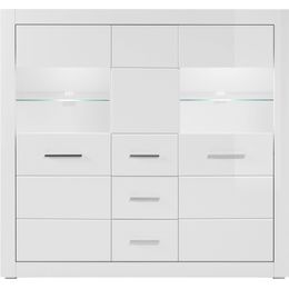 Highboard Home Affaire "BIANCO", wei&szlig; (wei&szlig; matt, wei&szlig; mdf hochglanz), B:149cm H:142cm T:42cm, FSC-zertifizierter Holzwerkstoff, Sideboards, Highboard, Breite 149 cm