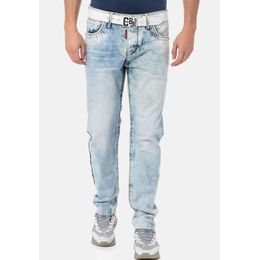 Cipo & Baxx Regular-fit-Jeans CIPO & BAXX, Herren, Gr. 33, L&auml;nge 34, blau (iceblau), Denim/Jeans, Obermaterial: 100% Baumwolle, Abriebeffekte, regular fit, Jeans