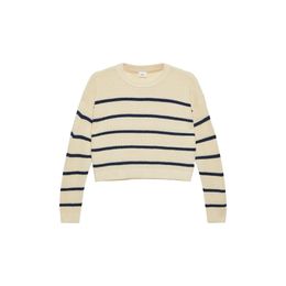Strickpullover s.Oliver JUNIOR, Jungen, Gr. 158/164, beige (nature stripe), Strick, Obermaterial: 100% Polyacryl, gestreift, regular fit taillenbedeckt, Rundhals, Rippb&uuml;ndchen, Pullover Strickpullover, mit Streifen Muster