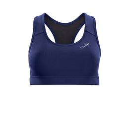 Sport-Bustier WINSHAPE "Functional Comfort Sport-BH SB102C", Damen, Gr. XS, blau (dunkelblau), 85% Polyester, 15% Elasthan, BHs Sport-Bustier, mit herausnehmbaren Pads