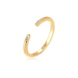 Fingerring Elli "Glas Kristalle Wei&szlig; 925 Sterling Silber Offen", gold, Fingerringe, Damen, Resizable,mit Steinen, Silber 925 (Sterlingsilber), 2mm, Fingerring