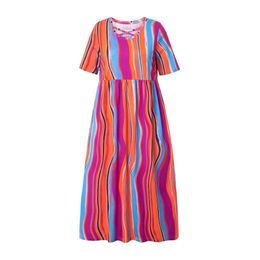 Ulla Popken Kleid Damen Gr&ouml;&szlig;e 46/48 navy / hellblau / neonlila / orange / altrosa Winterkleid