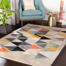 Teppich LIVABLISS "MILANO", bunt, B:160cm H:11mm L:220cm, Kunstfaser, Teppiche, Teppich, Skandi Design, Modern Boho Kurzflor Wohnzimmerteppich, Schlafzimmer