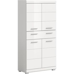 Midischrank Welltime "SIENA, Breite 74cm, 4 T&uuml;ren, 1 Schubkasten, 4 F&auml;cher, MDF-Front", wei&szlig; (wei&szlig; nb, wei&szlig; hochglanz mdf tz), B:74cm H:141cm T:31cm, FSC-zertifizierter Holzwerkstoff, Schr&auml;nke, Midischrank, in verschiedenen Farben erh&auml;ltlich, Badm&ouml;bel, Badschrank, Schrank, Bad