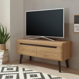 Lowboard Home Affaire "Torge, TV-Unterschrank, TV-Kommode, Fernsehschrank, TV-Board", braun (eiche artisan dekor), B:107cm H:50cm T:40cm, FSC-zertifizierter Holzwerkstoff, Sideboards, Lowboard, abgeschr&auml;gte F&uuml;&szlig;e, drei Farben, Scandi Design, 107 cm breit