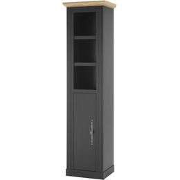 Stauraumschrank OTTO HOME "WESTMINSTER, Badschrank im Landhausstil, Schrank mit Metallgriffen", grau (grau dunkel), B:53cm H:203cm T:40cm, Schr&auml;nke, Stauraumschrank, in 2 Farben verf&uuml;gbar, mit offenen F&auml;chern und Stauraum