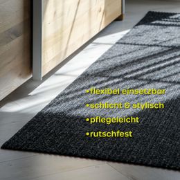 Teppich Wecon Home "Buhai", schwarz, B:80cm H:3mm L:400cm, Polyester, Teppiche, Teppich, ultraflacher Schmutzfangl&auml;ufer, rutschfest, waschbar, wetterfest