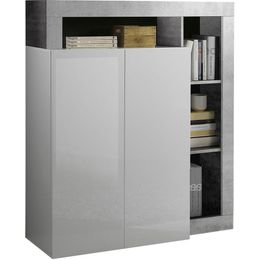Mehrzweckschrank Home Affaire "Hamburg, Breite 108 cm", wei&szlig; (wei&szlig;, beton, optik), B:108cm H:126cm T:42cm, Schr&auml;nke, Mehrzweckschrank, H&ouml;he 126 cm