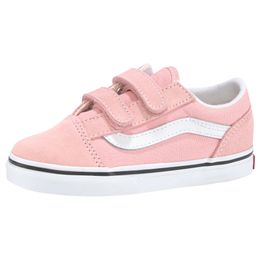 Sneaker Vans "Old Skool", M&auml;dchen, Gr. 26,5, rosa, Leder, Textil, kontrastfarbene Details, unifarben mit Farbeinsatz, Schuhe Sneaker, mit Klettverschluss f&uuml;r Kleinkinder