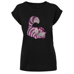 F4NT4STIC T-Shirt 'Disney Alice im Wunderland Cheshire Cat' Damen Gr&ouml;&szlig;e XL silbergrau / dunkellila / schwarz