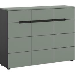 Garderobenschrank Home Affaire "REHAT, TOPSELLER, Breite 120 cm, 3 T&uuml;ren, 3 Schubk&auml;sten, 12 F&auml;cher", grau, gr&uuml;n, schwarz, B:120cm H:94cm T:37cm, FSC-zertifizierter Holzwerkstoff, Schr&auml;nke, Garderobenschrank, Schuhschrank, Kommode, Schuhkommode, Anrichte, Sideboard, Topseller