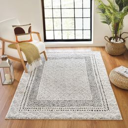 Teppich LIVABLISS "MONACO", grau (wei&szlig;, grau), B:160cm H:14mm L:213cm, Kunstfaser, Teppiche, Teppich, Skandinavischer Teppich, Kurzflor Boho-Wohnzimmerteppich