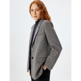 KOTON Blazer Damen Gr&ouml;&szlig;e 34 grau / bordeaux / schwarz