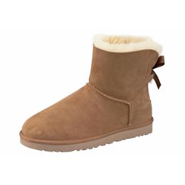 UGG Australia Schlupfboots UGG "Mini Bailey Bow 2", M&auml;dchen, Gr. 9 (40), braun (chestnut), Obermaterial: 100% Lammfell. Decksohle: 100% Lammfell. Laufsohle: 100% EVA/Kautschuk, unifarben, Schuhe Schlupfboots, Schlupfboots, Topseller