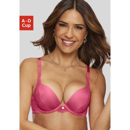 Push-up-BH s.Oliver "Pauline", Damen, Gr. 75, Cup A, orange (koralle), Microtouch, Obermaterial: 69% Polyamid, 17% Elasthan, 14% Polyester, BHs Push-up-BH, mit feiner Spitze seitlich am Cup und modischem Accessoire, Dessous