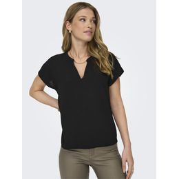 Jacqueline de Yong Shirtbluse JDY "JDYLION S/S TOP WVN NOOS", Damen, Gr. 34 (XS), schwarz, Web, Obermaterial: 100% Polyester, unifarben, regular fit normal, V-Ausschnitt, Blusen