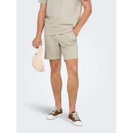 Only & Sons Shorts ONLY & SONS "ONSKIAN LIFE REG SEERSUCKER SHORTS NOOS", Herren, Gr. S, N-Gr, beige (silber lining), Web, Obermaterial: 97% Baumwolle, 3% Elasthan, unifarben, regular fit, Hosen Shorts