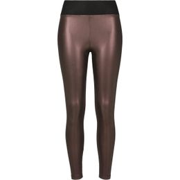 Leggings Urban Classics "Urban Classics Damen Ladies Faux Leather High Waist Leggings", Damen, Gr. L, US-Gr&ouml;&szlig;en, rotwine, 91% Polyester, 9% Elasthan, unifarben, skinny fit, Hosen Leggings