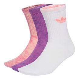 adidas originals Socken 'Tie Dye Crew 3 Pairs' Damen Gr&ouml;&szlig;e 34/36 lila / koralle / rosa / wei&szlig;