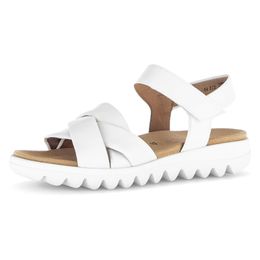 Riemchensandale Gabor, Damen, Gr. 41, wei&szlig;, Glattleder, unifarben, Schuhe Riemchensandale, Sommerschuh, Keilsandalette, Bequemschuh mit Klettverschluss