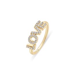Fingerring Tamaris "Schmuck Geschenk Ring Love" Gr. 56, gelbgoldfarben, kristallwei&szlig;, Fingerringe, Damen, 56, Silber 925 (Sterlingsilber), Fingerring, mit Zirkonia (synth.)