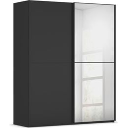 Schwebet&uuml;renschrank Rauch "Kleiderschrank Schrank Garderobe Schlafzimmerschrank SCALE-DUO", schwarz-wei&szlig; (schwarz, griffleisten schwarz), B:181cm H:223cm T:68cm, Holzwerkstoff, Schr&auml;nke, Schwebet&uuml;renschrank, edle zweigeteilte T&uuml;ren, Spiegel und 3 Zierleisten MADE IN GERMANY