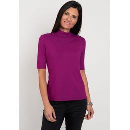 Stehkragenshirt Seidel Moden, Damen, Gr. 46, beere,58, Jersey, Obermaterial: 95% Viskose, 5% Elasthan, figurumspielend h&uuml;ftlang, Rundhals, abgesteppte Kante, Shirts Stehkragenshirt, im h&uuml;ftlangen Schnitt, MADE IN GERMANY