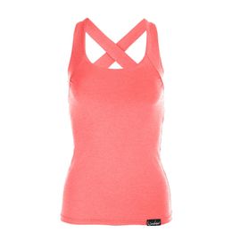 Sporttop WINSHAPE "WVR25", Damen, Gr. XS, rot (neon coral), 48% Baumwolle, 48% Polyester, 4% Elasthan, eckiger Ausschnitt, Tops Sporttop, Cross Back Style