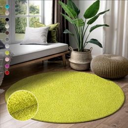 Hochflor-Teppich Sanat "LOCA", gr&uuml;n (hellgr&uuml;n), H:30mm &Oslash;:80cm, Kunstfaser, Teppiche, Hochflor-Teppich, Wohnzimmer, Langflor, Shaggy, Schlafzimmer