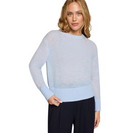 Strickpullover Zero "Damen mit Alpakawolle", Damen, Gr. 34, soft chambray, Strick, Obermaterial: 45% Polyamid, 38% Polyacryl, 11% Wolle, 6% Alpaka, durchscheinend, figurbetont normal, Rundhals, eng B&uuml;ndchen krempelbar, Pullover Strickpullover, Plain/ohne Details