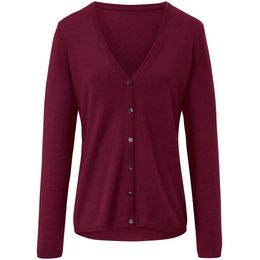 Peter Hahn - Strickjacke aus Schurwolle und Kaschmir mit V-Auss, rot, Gr. 42 / M - Schurwolle