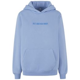 Kapuzenpullover MISS TEE "Miss Tee Just Another EMB Fluffy Hoody", Damen, Gr. M, powderblau, 100% Baumwolle, unifarben, normal, ohne Ausschnitt, Pullover Kapuzenpullover