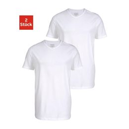 Jack & Jones T-Shirt JACK & JONES "V-Neck", Herren, Gr. XL, wei&szlig;, Jersey, Obermaterial: 100% Baumwolle, unifarben, normal, V-Ausschnitt, Shirts T-Shirt