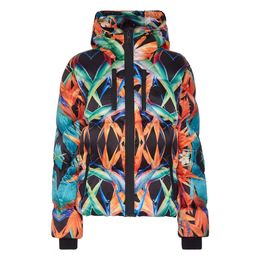 Plein Sport Jacke 'Flowers' Damen Gr&ouml;&szlig;e XL blau / cyanblau / hellorange / dunkelorange / schwarz