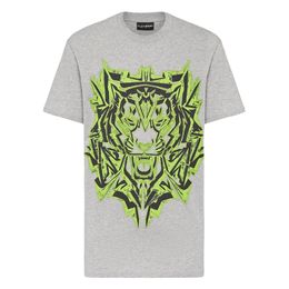 Plein Sport T-Shirt 'Thunder Tiger' Herren Gr&ouml;&szlig;e L grau / gr&uuml;n / schwarz