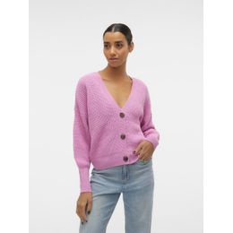 V&eacute;ro Moda Strickjacke VERO MODA "VMLEA LS V-NECK CUFF CARDIGAN NOOS", Damen, Gr. XS, pastel lavender, Strick, Obermaterial: 100% Polyacryl, unifarben, regular fit normal, V-Ausschnitt, Rippb&uuml;ndchen, Strickjacken Strickjacke, Rippstrick