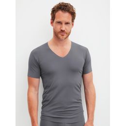 V-Shirt Calida "Clean Line", Damen, Gr. S (46/48), charcoal, Interlock, Obermaterial: 92% Modal (TENCEL&trade;), 8% Elasthan, Basic h&uuml;ftbedeckend, V-Ausschnitt, Shirts, V-Neck, elastisch, Interlock-Qualit&auml;t, Kurzarm, schnelltrocknend
